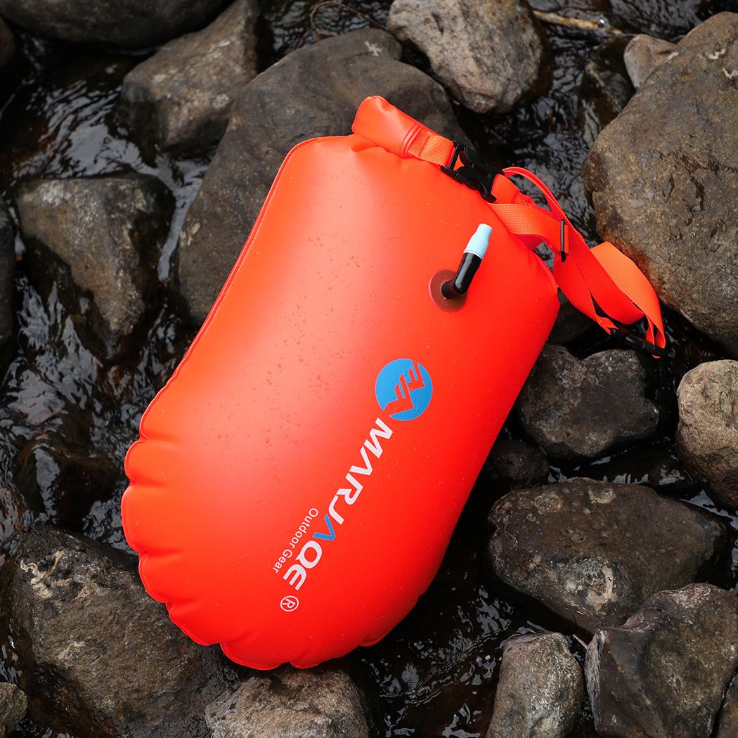 Bojka asekuracyjna dmuchana 2w1 sucha kieszeń 35L - BE-ACTIVE.PL