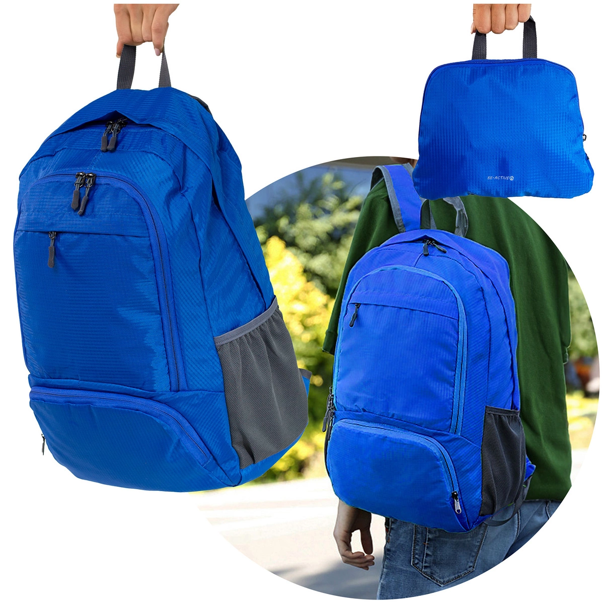 Plecak składany turystyczny ultralekki na wycieczki podróże niebieski ...